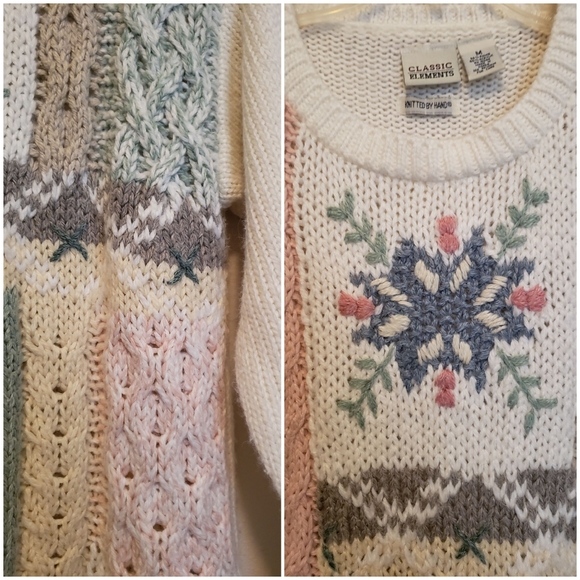 Classic Elements | Sweaters | Vintage Handknitted Pastel Patchwork ...